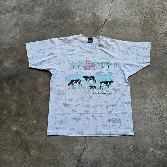 Shirts | Vintage Cow Shirt Mens Xl Farm Cow Print Ranch Dairy Farm 9s ...